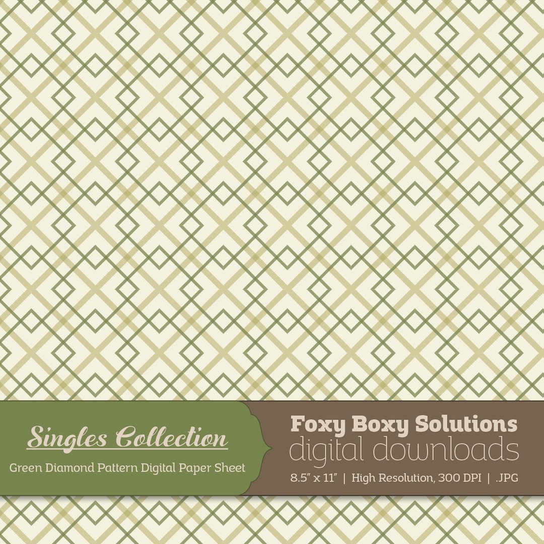 Green Diamond Geometric Pattern Printable Digital Paper - Instant ...