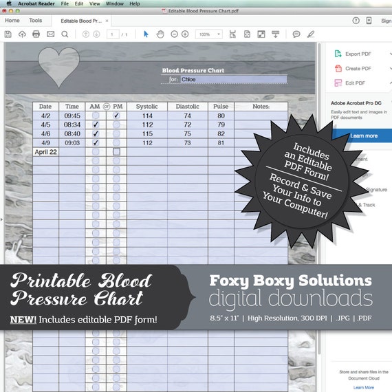 Pdf Blood Pressure Chart