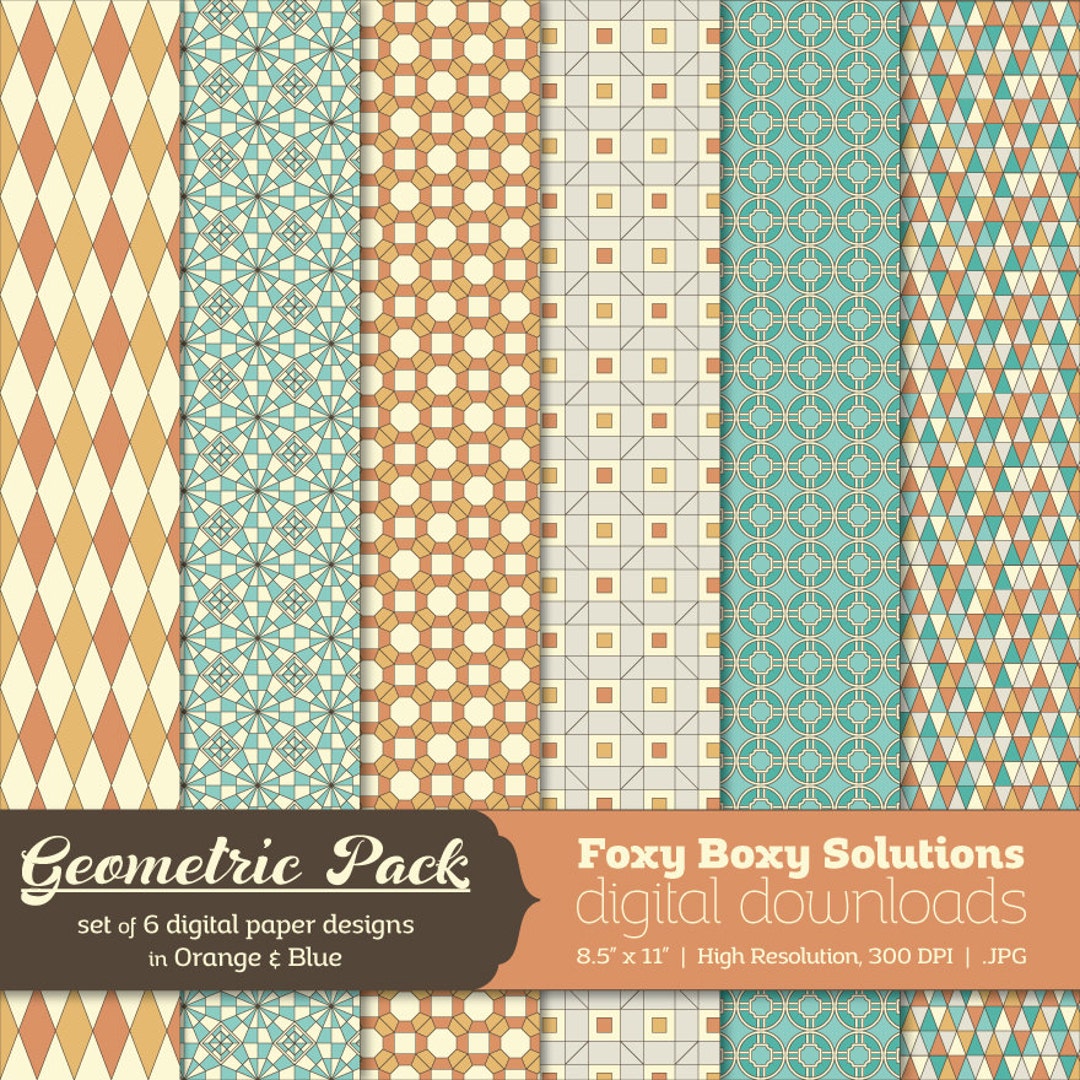 Geometric Patterns Digital Paper Pack: Set of 6 Digital Papers in ...