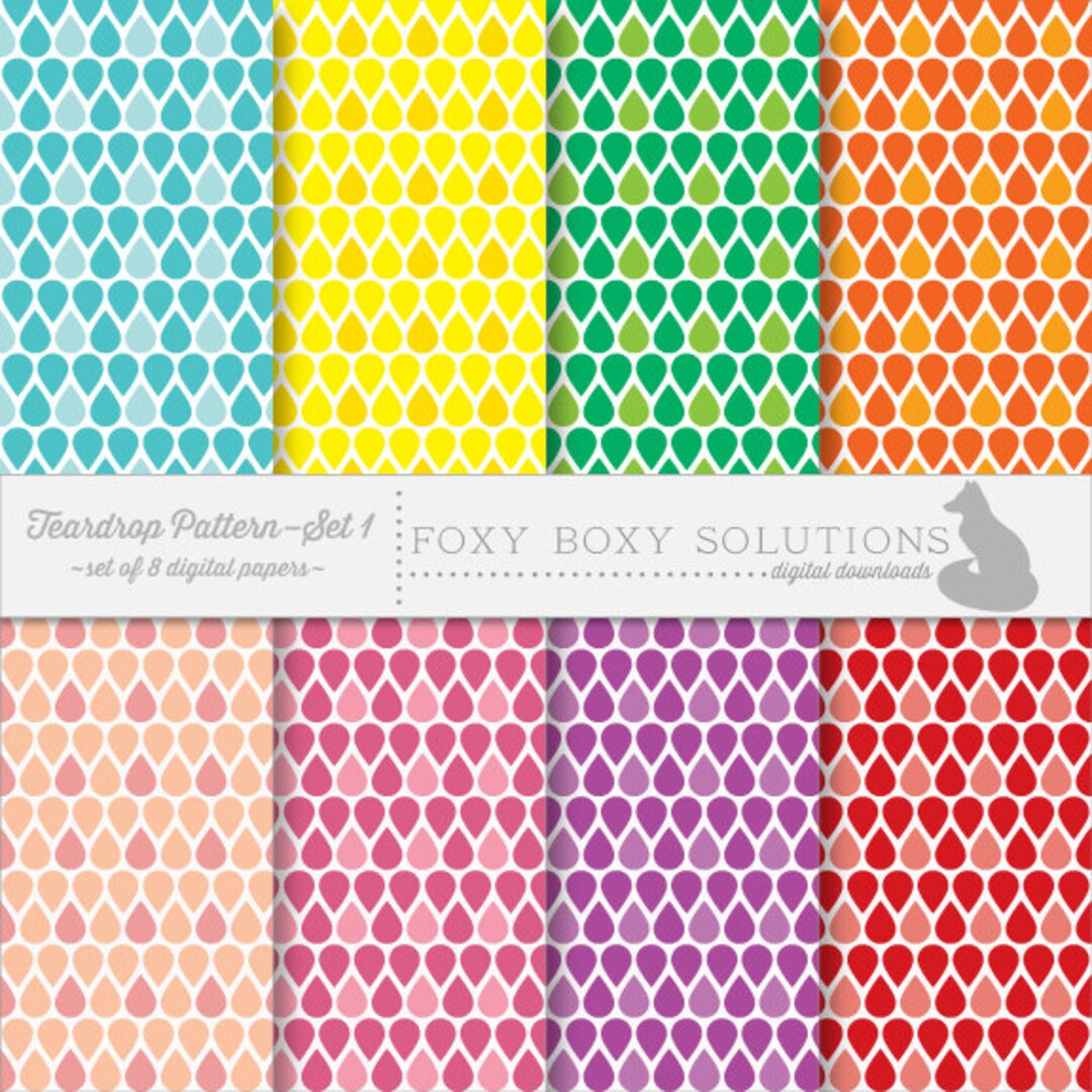 Teardrop Pattern Set 1: Digital Papers, Set of 8 - Etsy