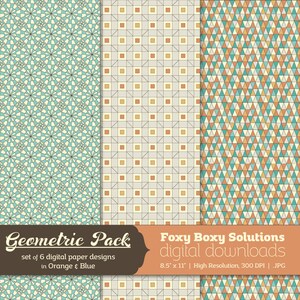 Geometric Patterns Digital Paper Pack: Set of 6 Digital Papers in ...