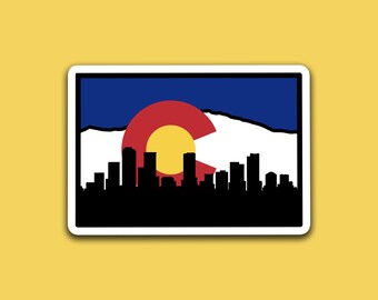 Colorado Flag Denver Skyline Sticker - Etsy