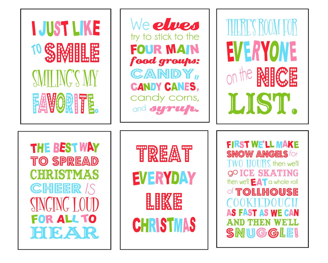 Ten Buddy the Elf Christmas Digital Art Printables Various - Etsy