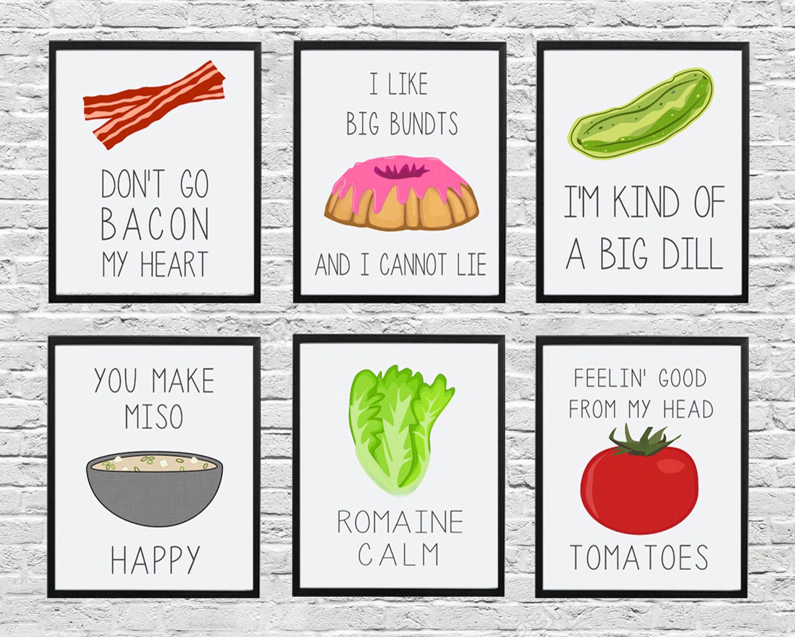 Set of Six Light Grey Food Digital Prints 5x7 8x10 11x14 and | Etsy