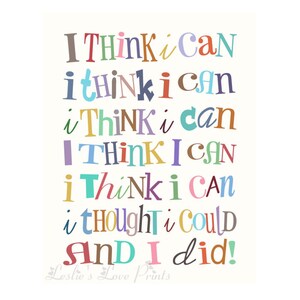 8x10, 11x14, and 16x20 Cute "i Think I Can & I Did" Printable - Etsy