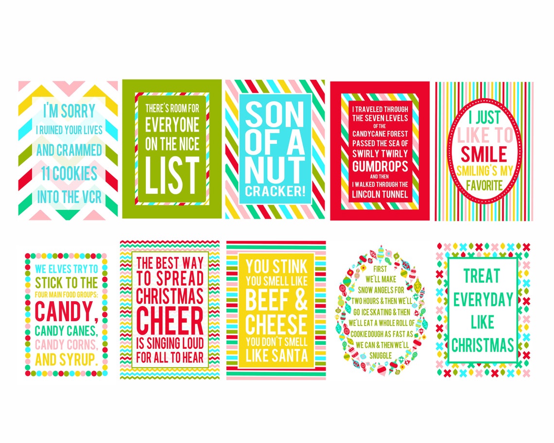 5x7 Set of 16 Elf Christmas Digital Art Printables - Etsy