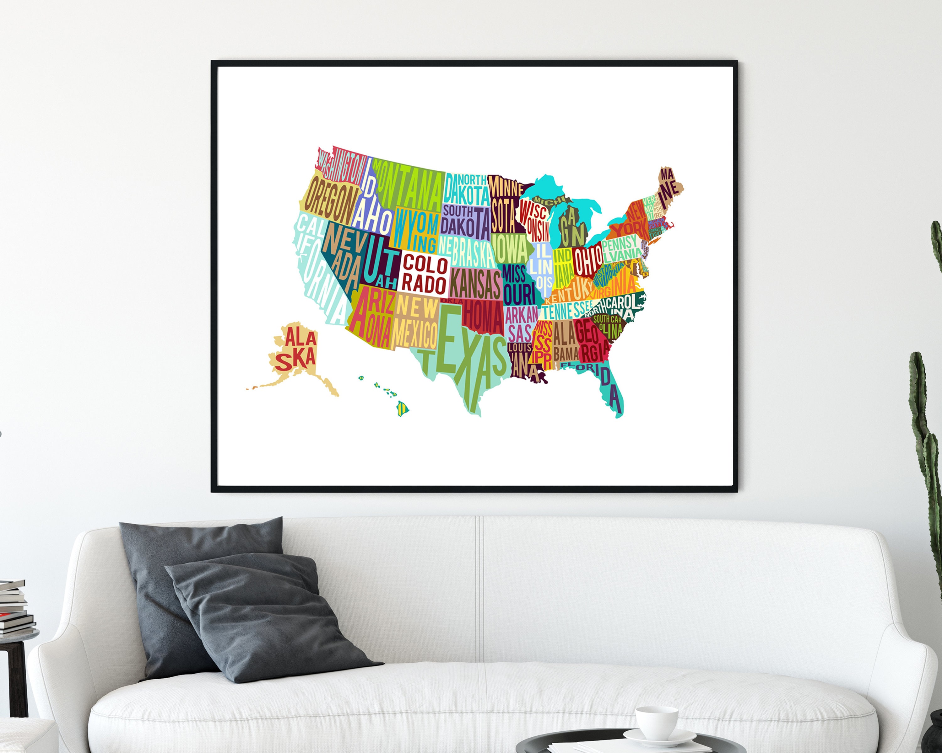 4x6, 5x7, 8x10, 11x14 and 16x20 USA Map Digital Download - Etsy