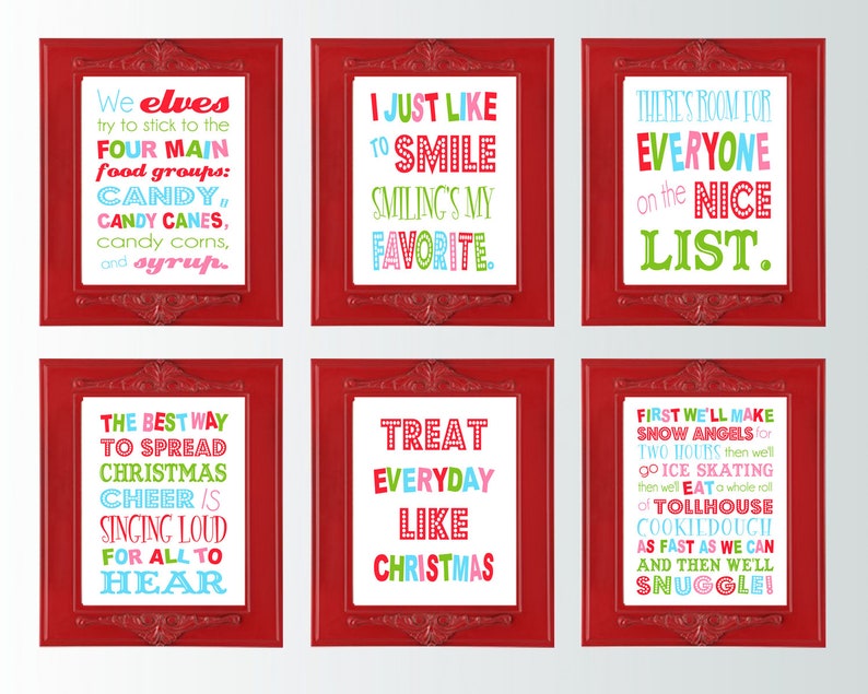 Every Buddy the Elf Christmas Digital Quote Art Printables - Various ...