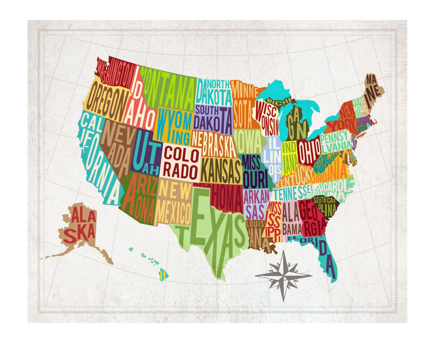 USA Map Digital Download Various Sizes - Etsy
