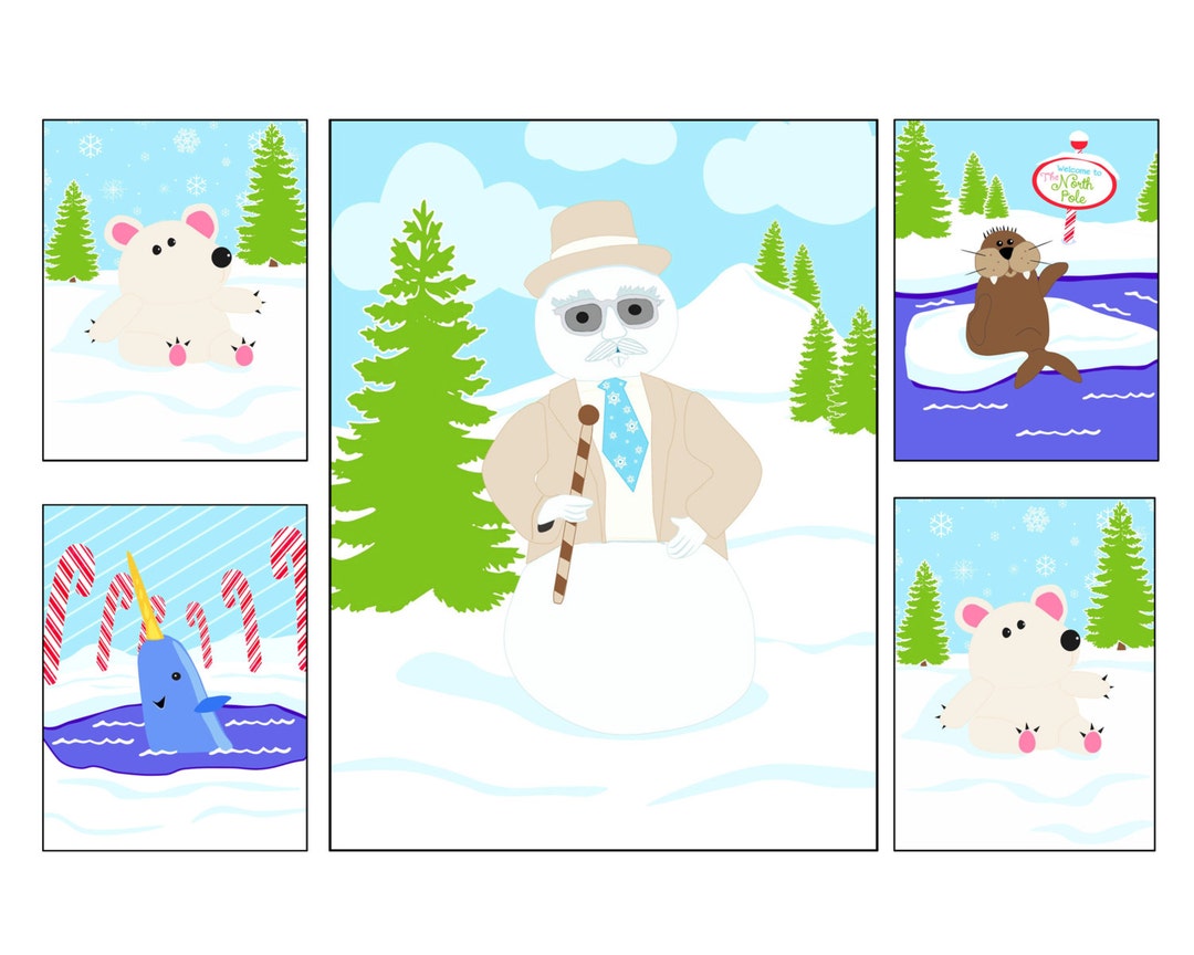 Elf North Pole Friends Instant Digital Prints - Set of Five in Two ...