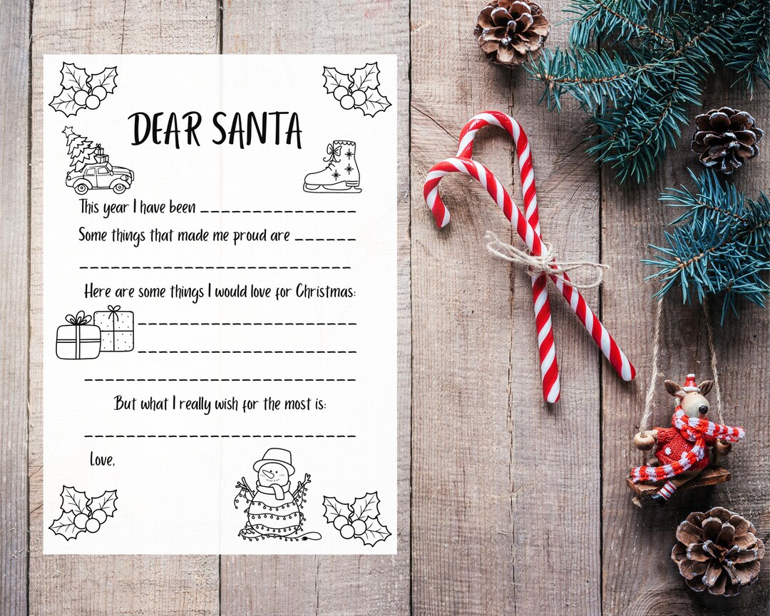 Dear Santa Letter Printable | Christmas Coloring Page | Digital ...