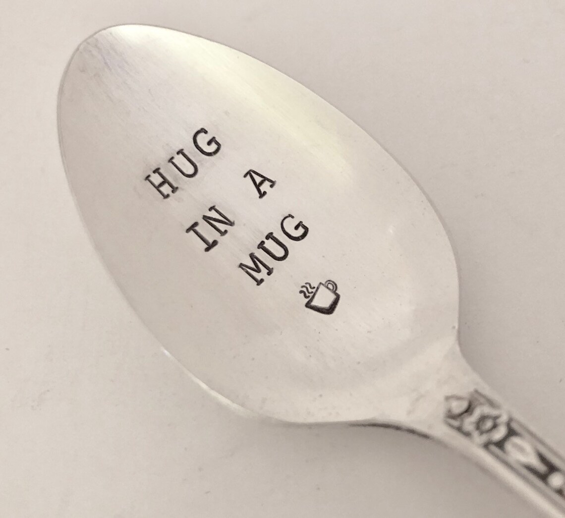 Hug in A Mug Hand Stamped Vintage Spoon for Coffee Lovers - Etsy