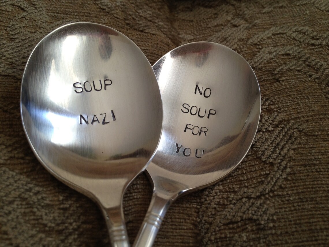 Recycled Silverware Set of 2 Hand Stamped Vintage Soup Spoons, Soup ...
