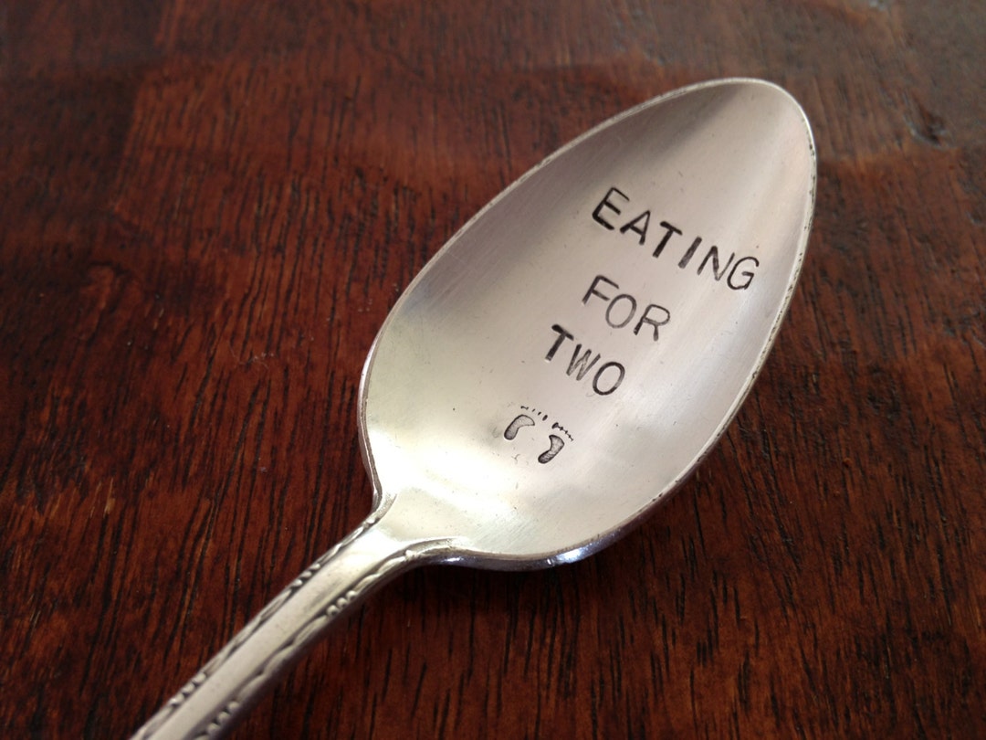 Eating for Two Recycled Silverware Vintage Hand Stamped Spoon Pregnancy ...