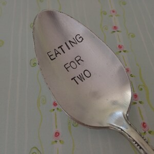 Eating for Two Recycled Silverware Vintage Hand Stamped Spoon Pregnancy ...