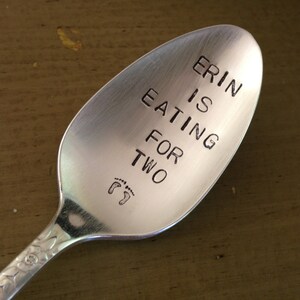 Eating for Two Recycled Silverware Vintage Hand Stamped Spoon Pregnancy ...