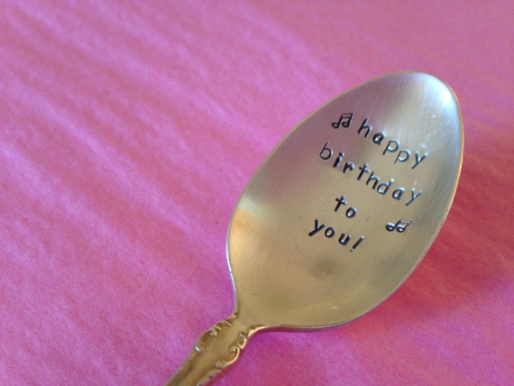 Happy Birthday hand stamped spoon Home & Living Dining & Serving etna ...