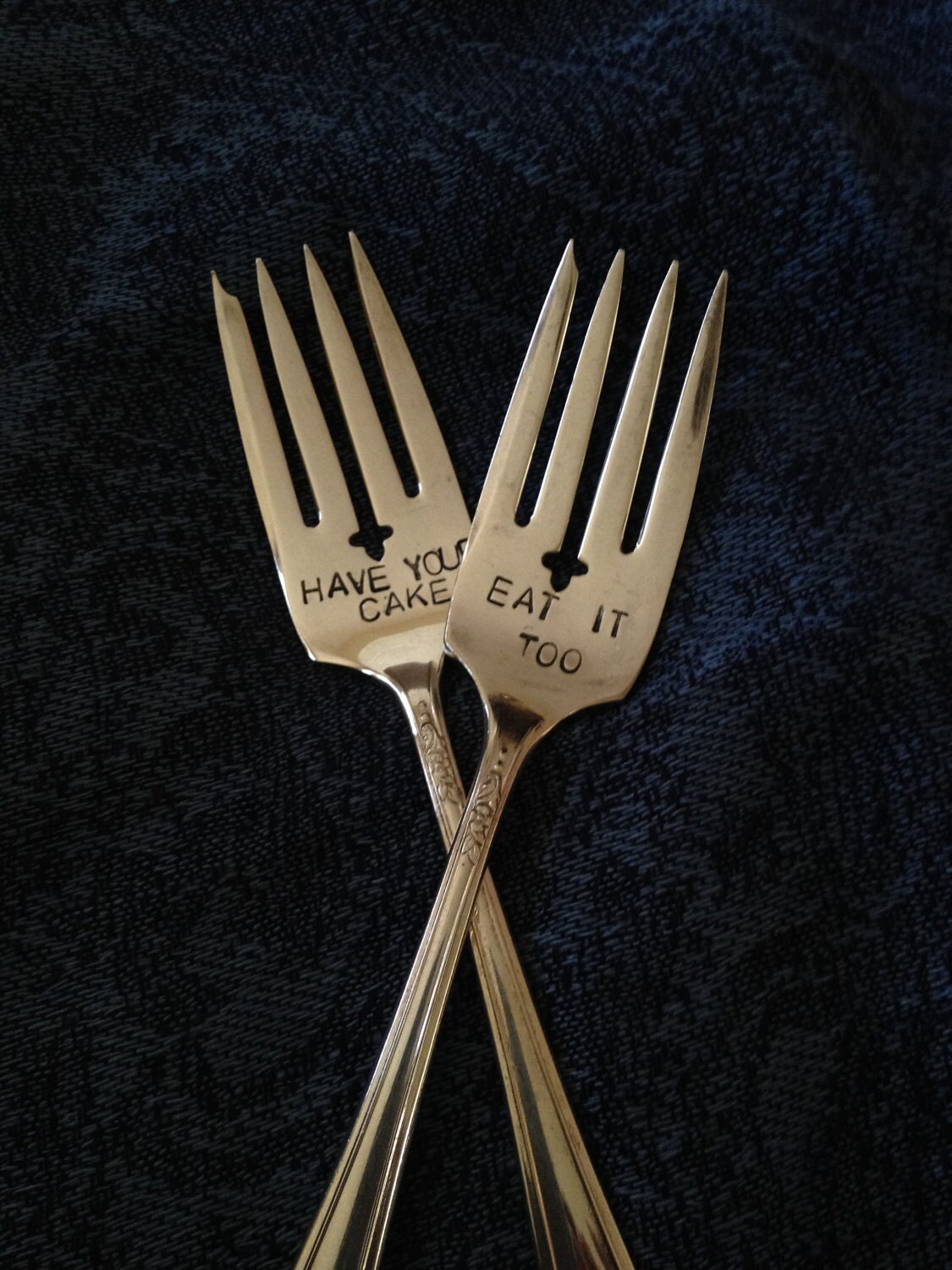 Recycled silverware vintage silverware hand stamped cake | Etsy