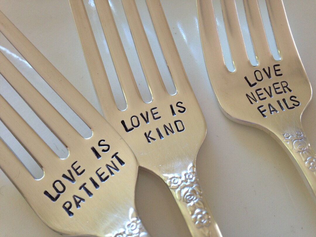 Love is Patient, Love is Kind, Love Never Fails Vintage Wedding Forks ...