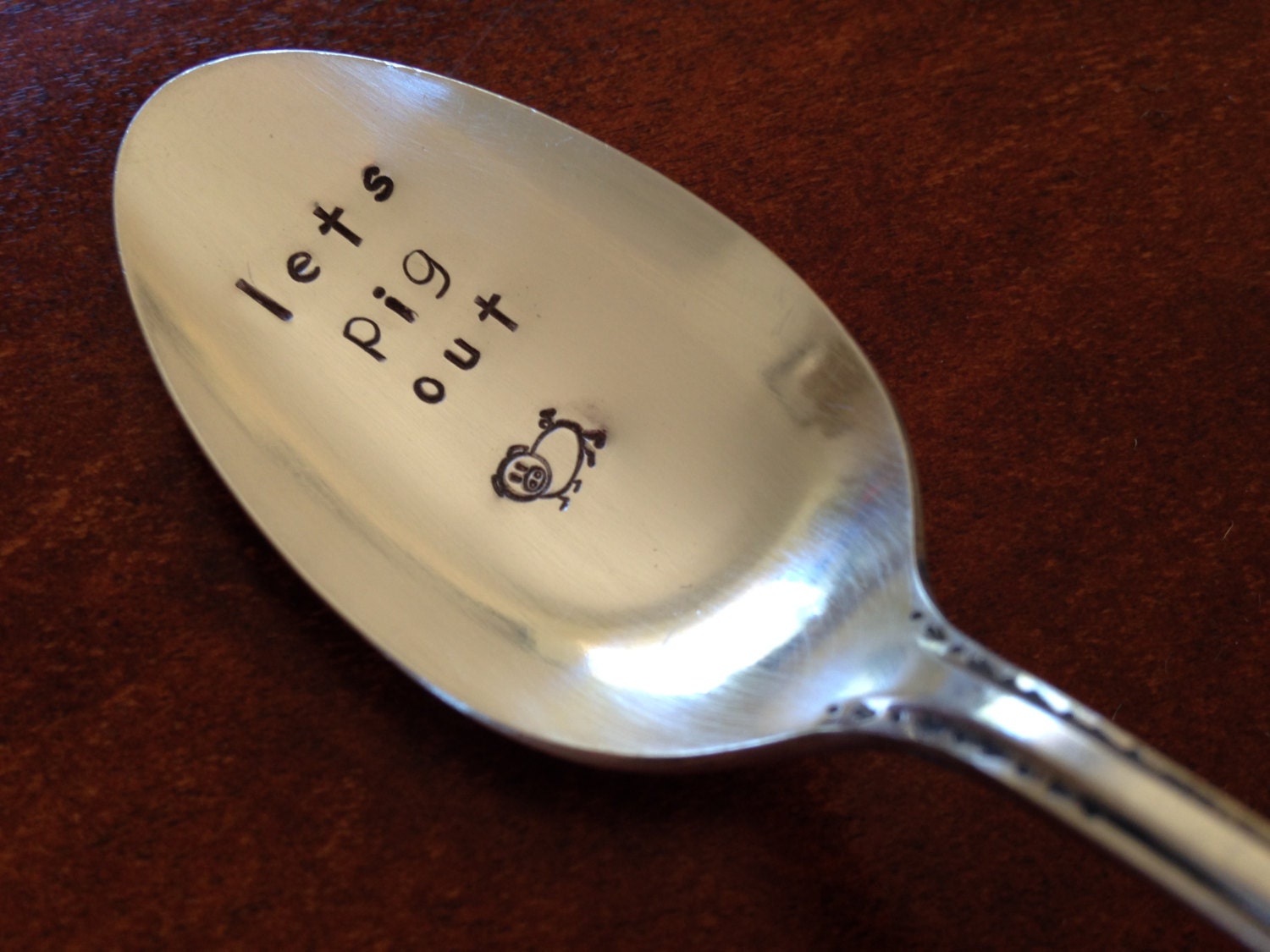 Let's Pig Out Gettin Piggy With It Set of 2 Hand Stamped - Etsy