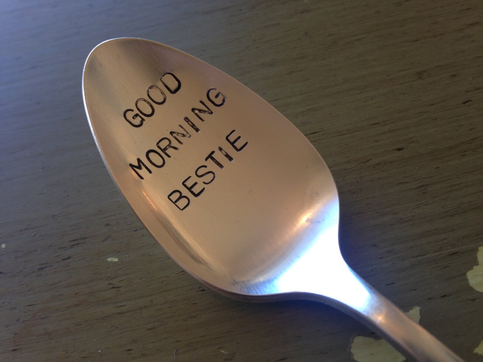 Good Morning Bestie recycled vintage silver plate spoon | Etsy