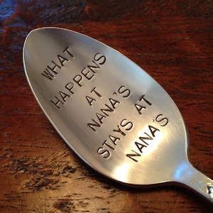 What Happens at Nanas....... Vintage Silverware Hand Stamped Spoon - Etsy