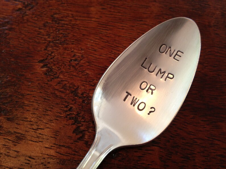 One Lump or Two - Hand Stamped Vintage Spoon for Coffee Lovers - Etsy