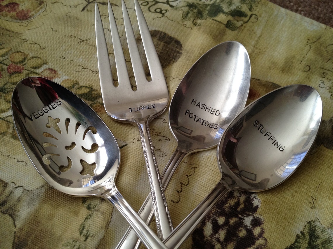 Recycled Silverware.... Holiday Dinner Serving Set of 4 Hand - Etsy