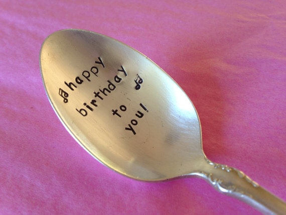 Happy Birthday hand stamped spoon Home & Living Dining & Serving etna ...
