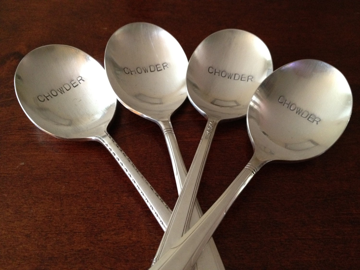 Recycled Vintage Silverware Set of 4 Chowder Soup Spoons | Etsy