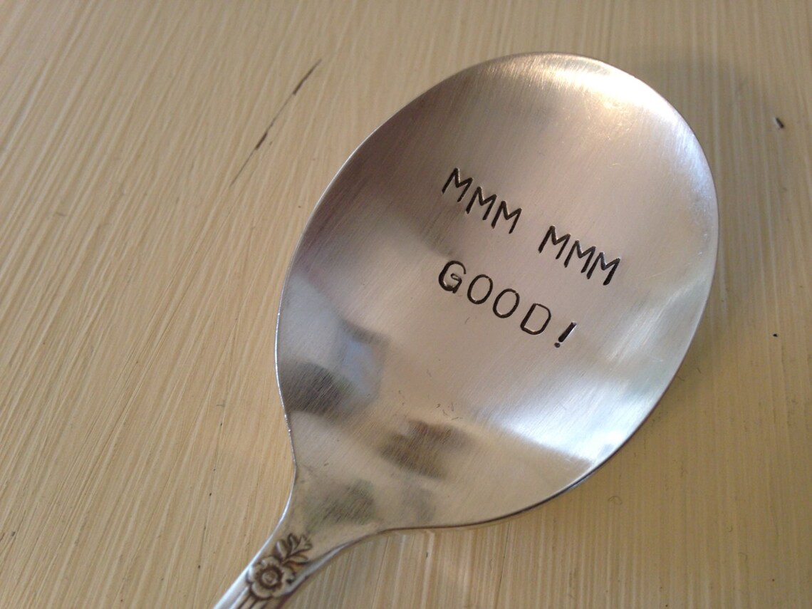 MMMM MMMM Good vintage silverware hand stamped soup spoon | Etsy