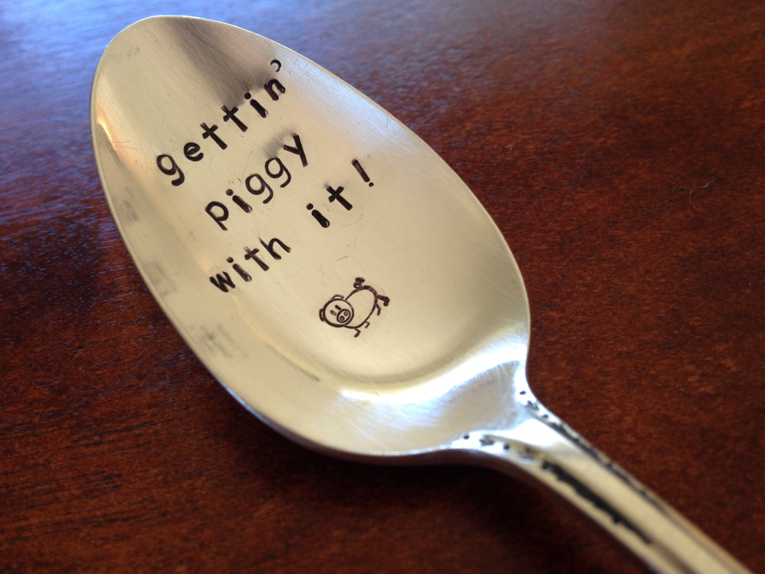 Let's Pig Out Gettin Piggy With It Set of 2 Hand Stamped - Etsy