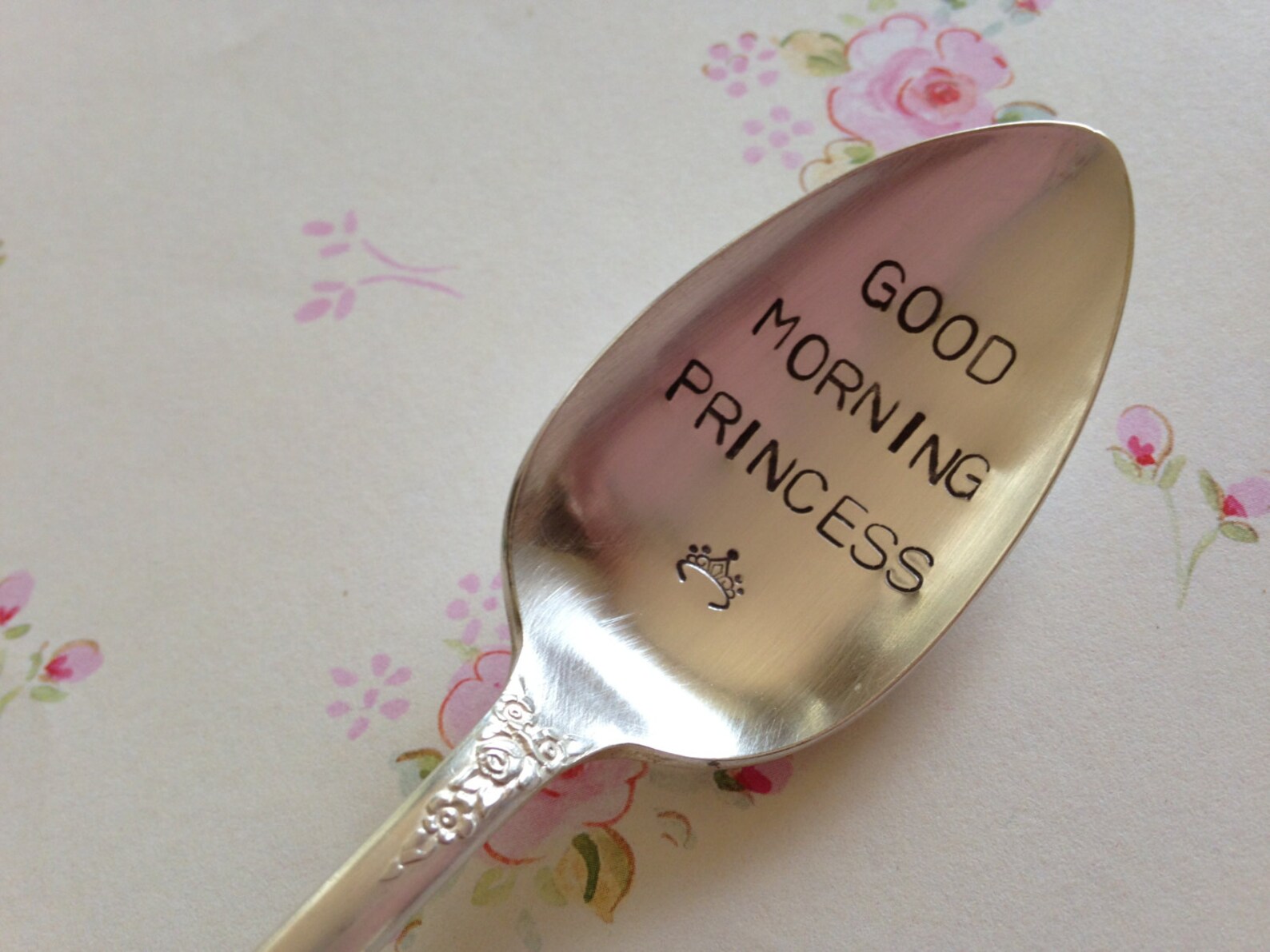 Recycled silverware hand stamped Good Morning Princess spoon | Etsy