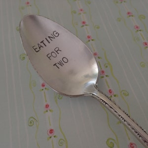 Eating for Two Recycled Silverware Vintage Hand Stamped Spoon Pregnancy ...