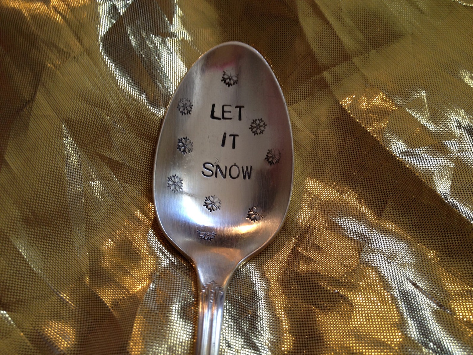 Recycled Silverware Christmas Spoon Hand Stamped Let It Snow - Etsy
