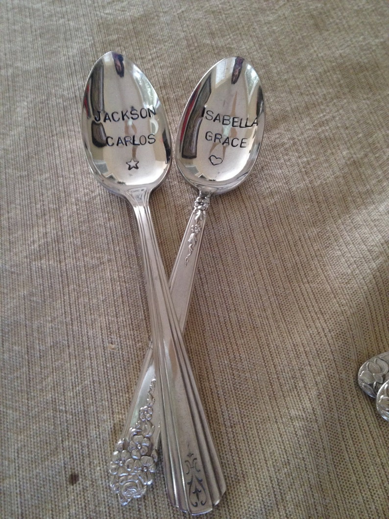 Recycled silverware Hand Stamped Personalized Vintage Childs | Etsy