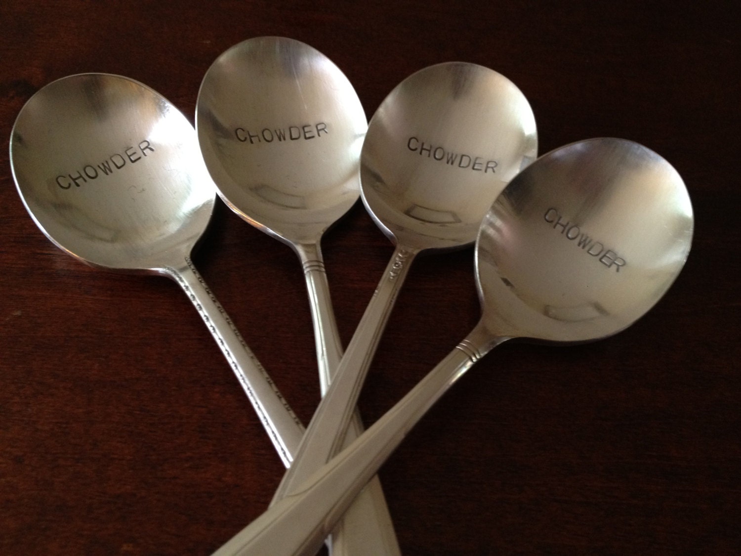 Recycled Vintage Silverware Set of 4 Chowder Soup Spoons | Etsy