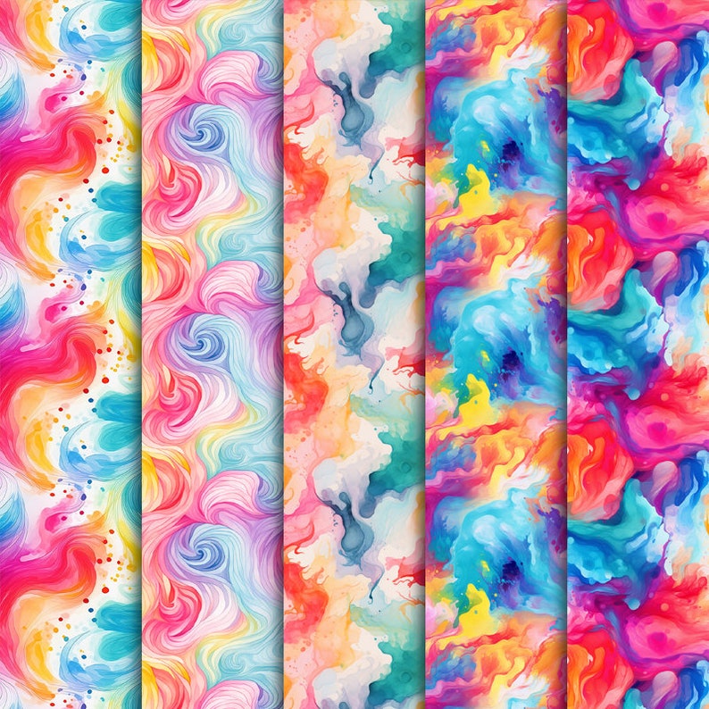 Watercolor Swirls Digital Paper Seamless Patterns for Scrapbooking ...