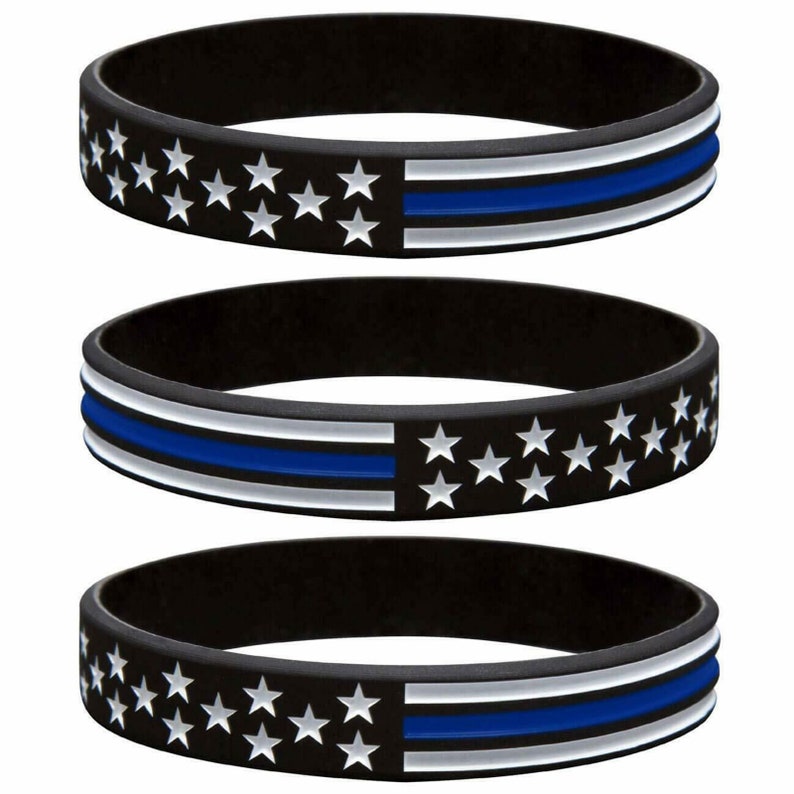 Thin Blue Line Silicon Bracelets Wristbands Show Your Support - Etsy