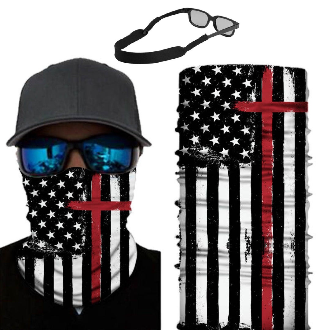 Thin Red Line Christian Neck Gaiter Thin Red Line Cross With - Etsy