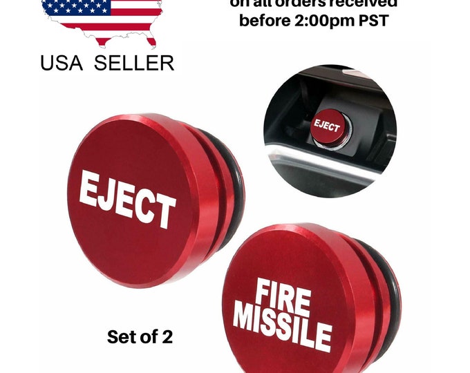Aluminum EJECT and FIRE MISSILE Button Car Cigarette Lighter Plug Cover ...