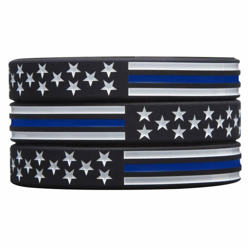 Thin Blue Line Silicon Bracelets Wristbands Show Your Support - Etsy