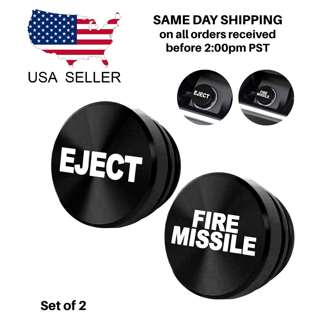 Aluminum EJECT and FIRE MISSILE Button Car Cigarette Lighter Plug Cover ...