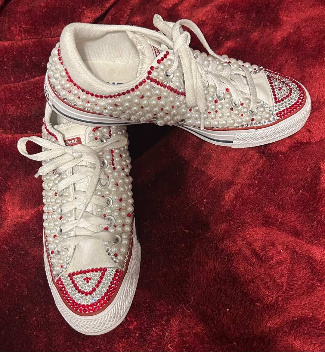 Bling Rhinestone/pearl Converse - Etsy