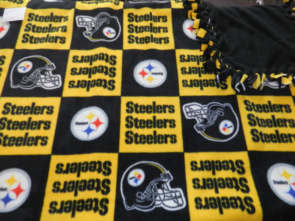 NFL Pittsburgh Steelers Block Squares Fleece Tie Blanket X LARGE - Etsy