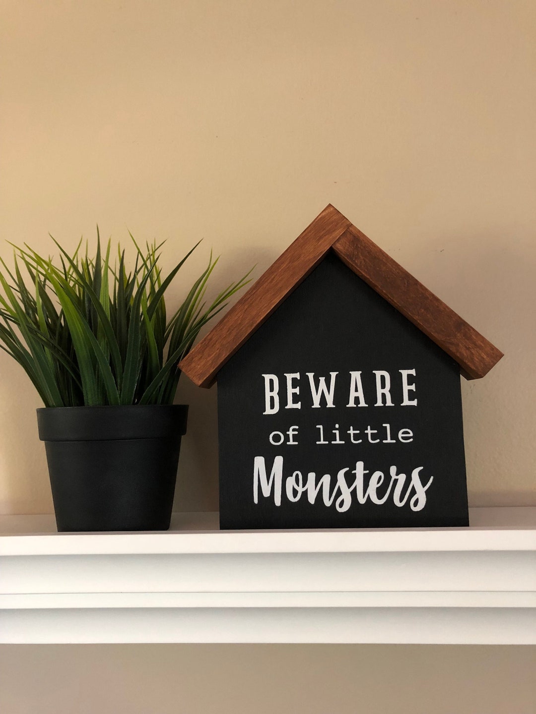 Beware of Little Monsters Wood Sign Halloween Farmhouse Décor Fall ...