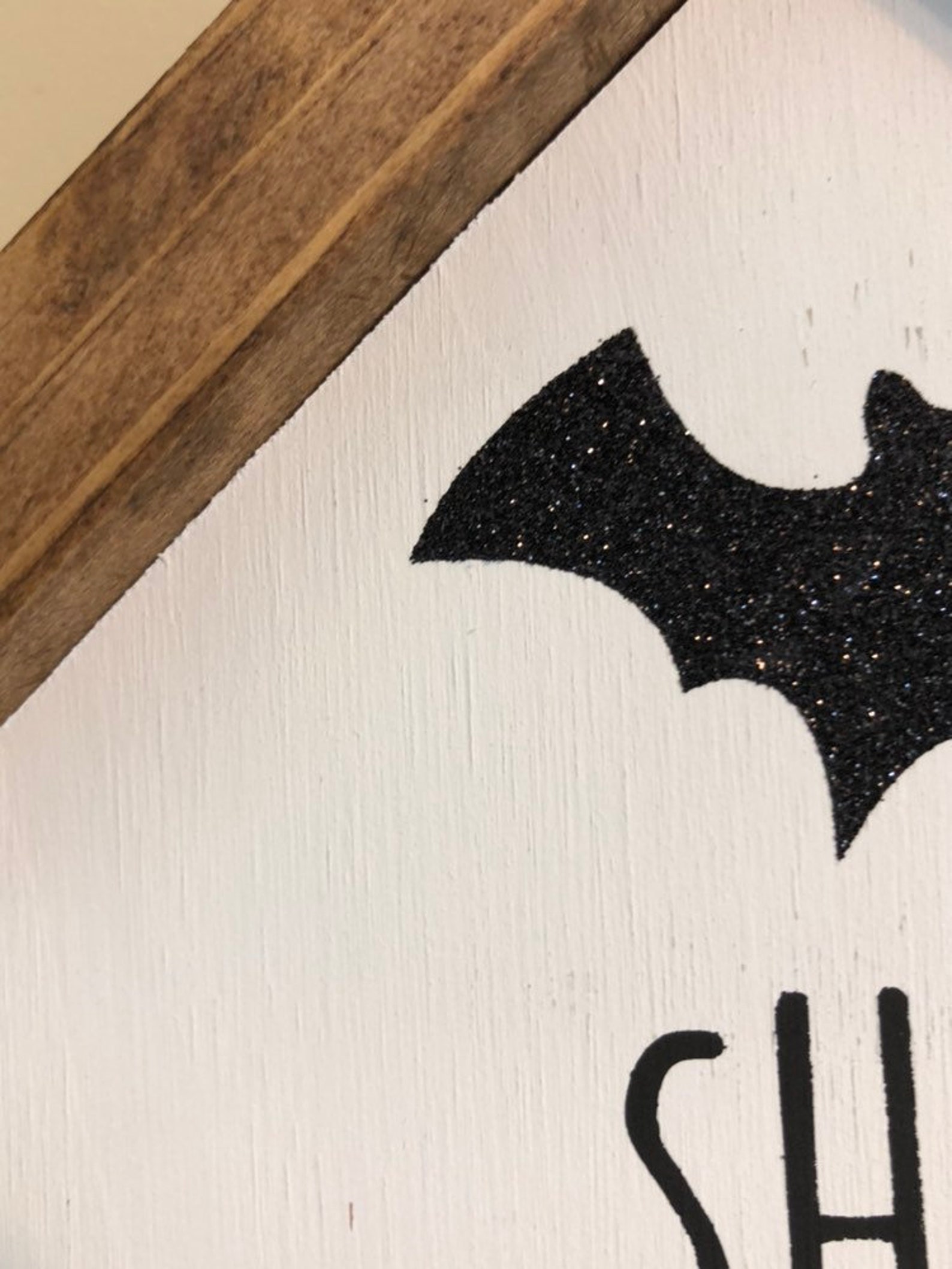 Bat Shit Crazy Black Glitter Bat Decorative Wood Sign | Etsy