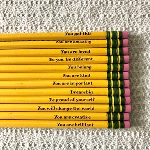 Engraved Positive Affirmation Pencil Set | Motivational Pencils | Gift ...