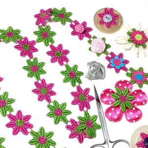 5-15 Yds Daisy Chain Trim, 7/8 Pink Retro Mod Flower Power, Floral ...