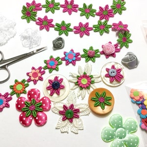 5-15 Yds Daisy Chain Trim, 7/8 Pink Retro Mod Flower Power, Floral ...